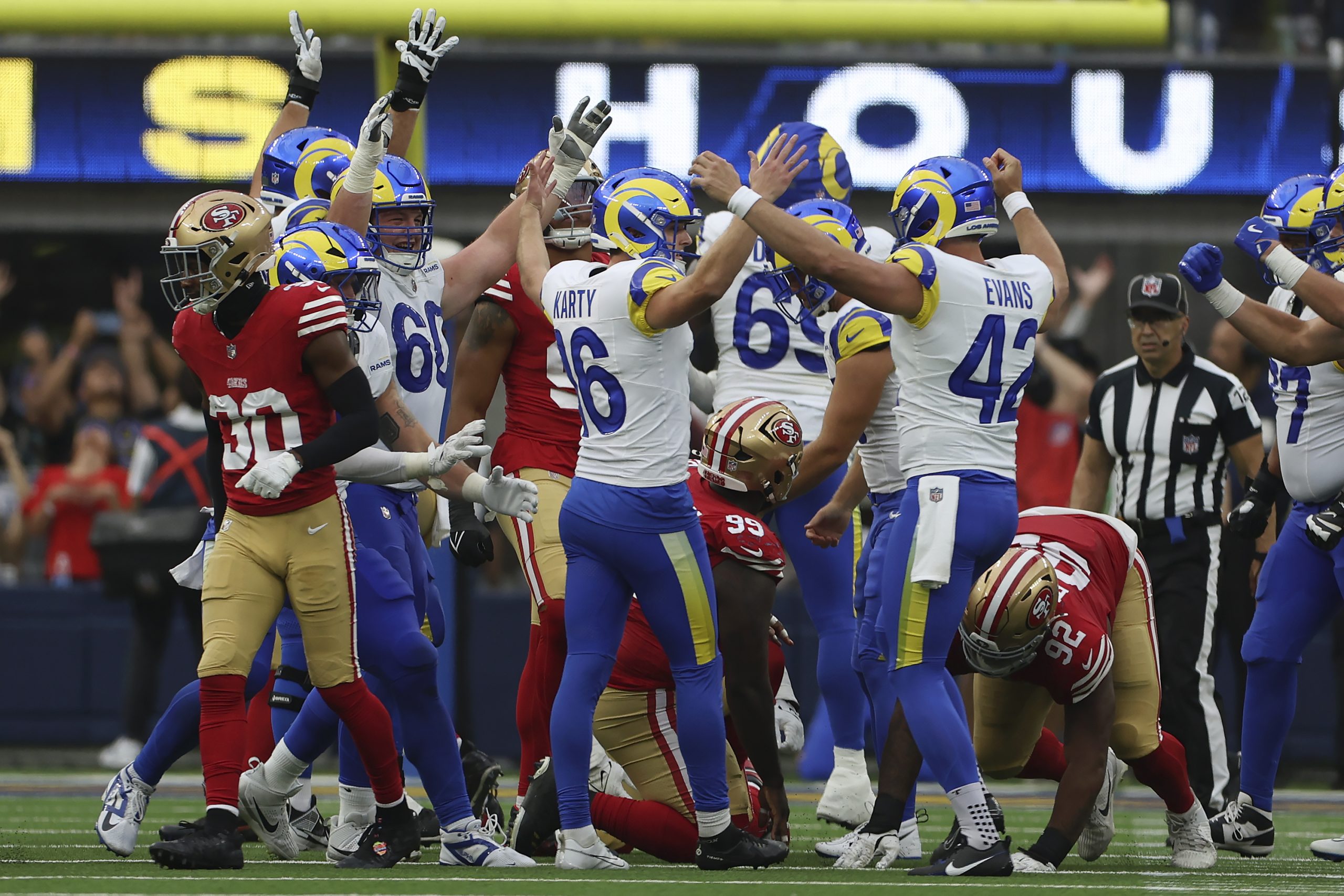 The Rams rally from a double-digit deficit to stun the 49ers 27-24 on a ...