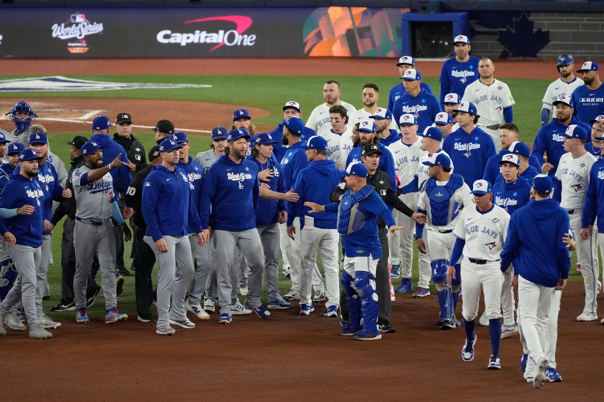 Benches clear at Game 7 of World Series after LA's Wrobleski hits ...